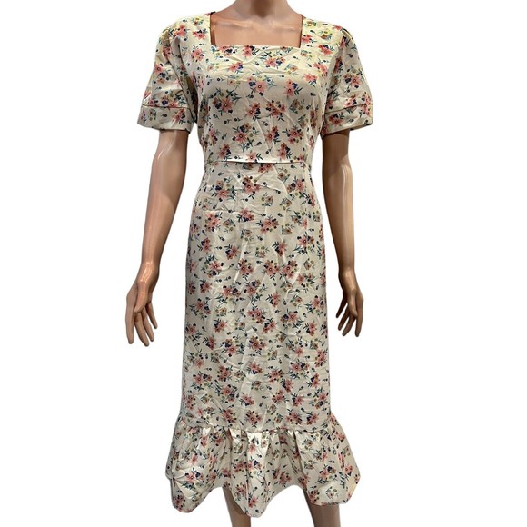 Agape Kloset | Dresses | Nwt Vintage Retro 6s Style Vanilla Flower Midi ...